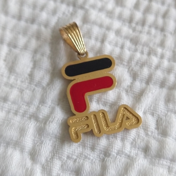 Fila | Accessories | Vintage K Fila Gold Colorblock Logo Pendant 417 ...